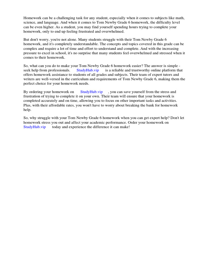 Tom Newby Grade 6 Homework | PDF | Homework | Solubility