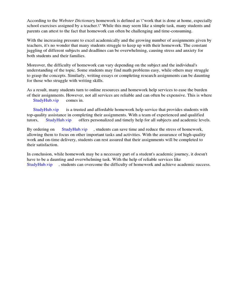 Webster Definition of Homework | PDF | Homework | Learning