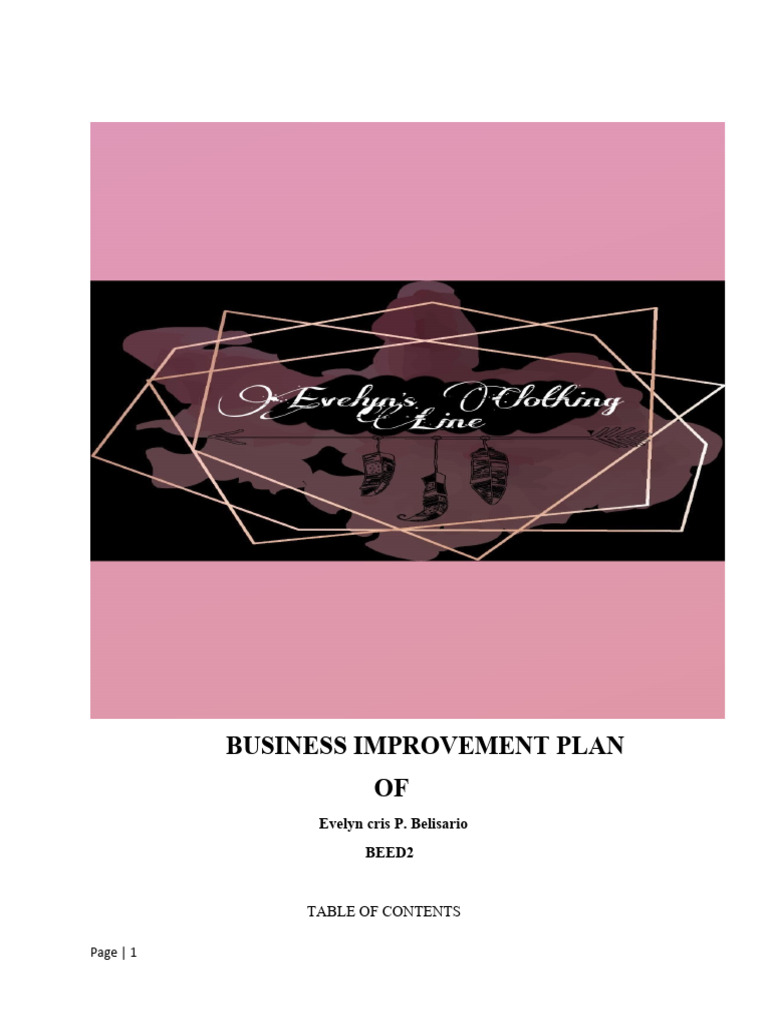 Business Improvement Plan OF: Evelyn Cris P. Belisario Beed2 | PDF ...