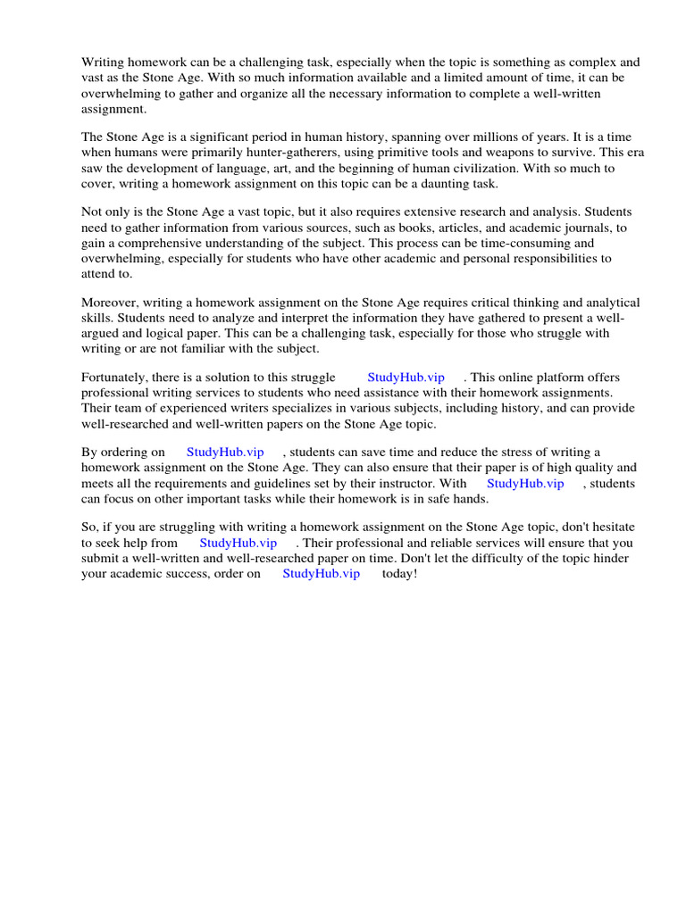 Stone Age Topic Homework | PDF | Stone Age