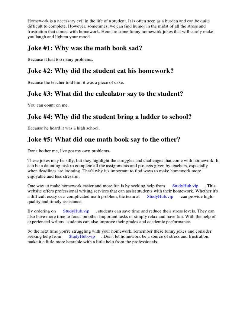 Funny Homework Jokes | PDF | Homework | Jokes