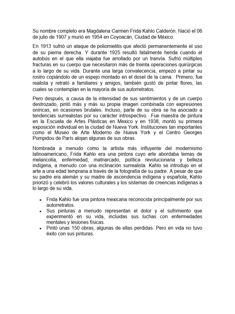 Frida Kahlo: Arte y Sufrimiento | PDF | Ciencias sociales