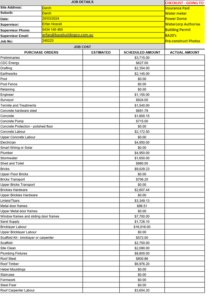 Estimating Template | PDF | Invoice | Building Engineering