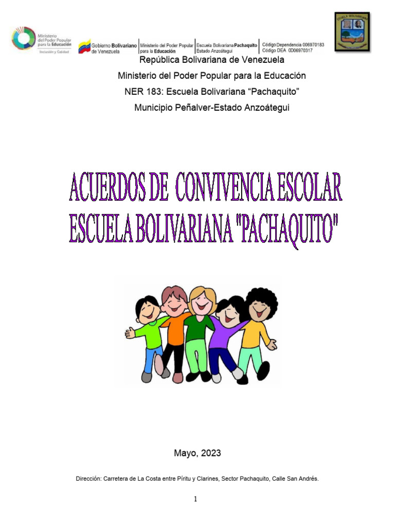 CORREGIDO Acuerdos de Convivencia Escolar 2023 | PDF | Maestros | Escuelas