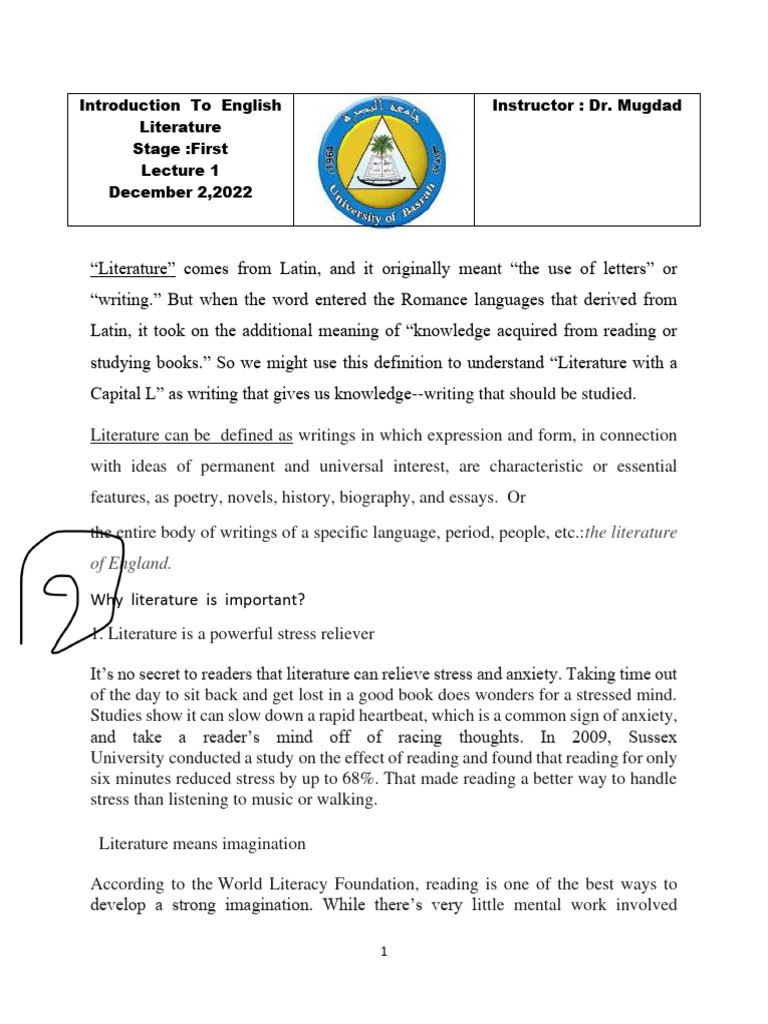 Introduction To English Literature December 2 2022 @@ 221204 155515 ...