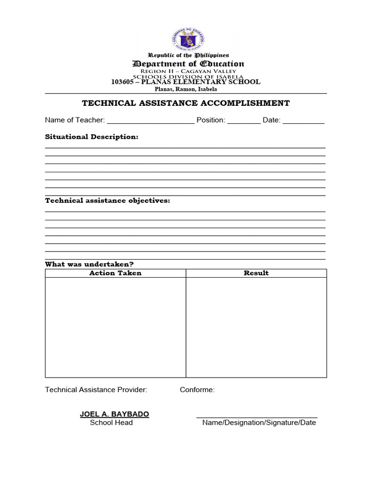 Planas Elementary School Technical Assistance | PDF