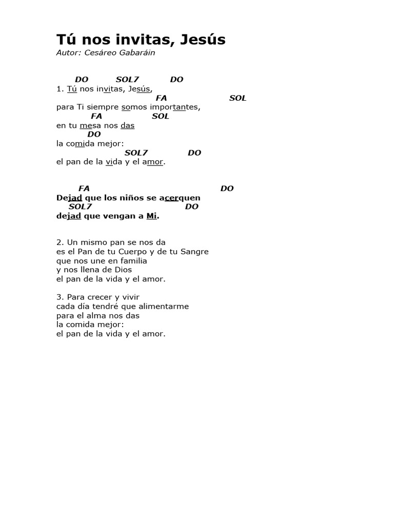 Tu Nos Invitas Jesús | PDF