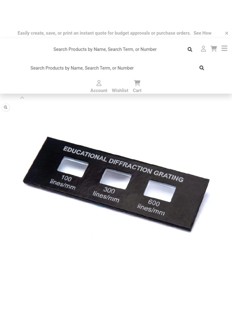 Demo Diffraction Grating – Arbor Scientific | PDF | Diffraction | Wavelength