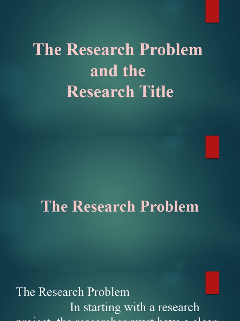 Lesson 10 - The Research Problem | PDF