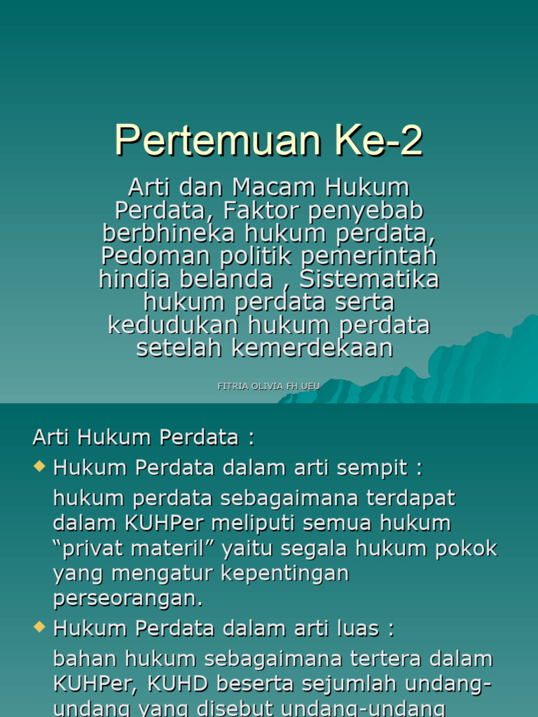 Hukum Perdata Pertemuan 2 | PDF