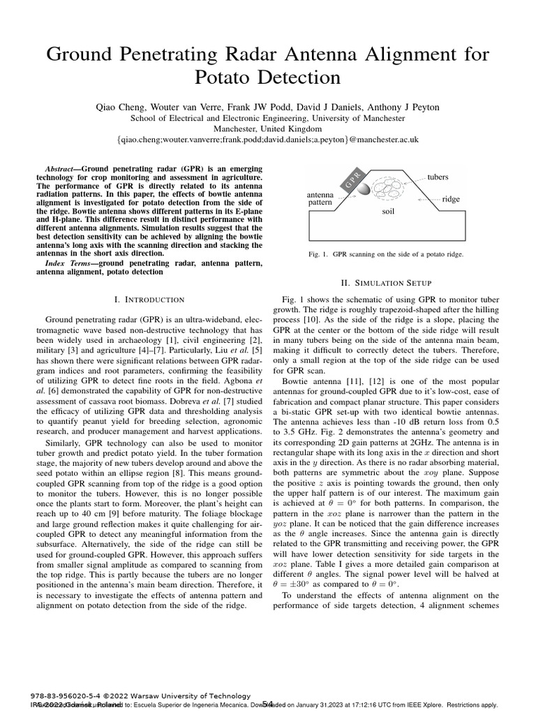 Ground Penetrating Radar Antenna Alignment For Potato Detection | PDF ...
