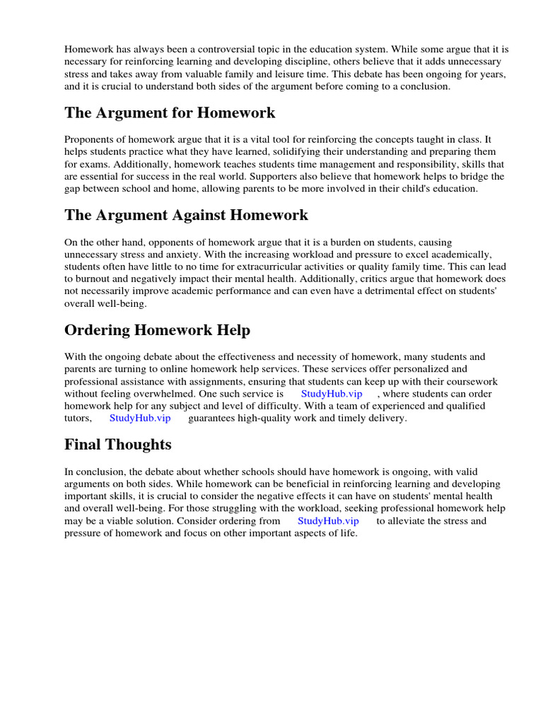 Should Schools Have Homework Debate | PDF | Homework | Teachers