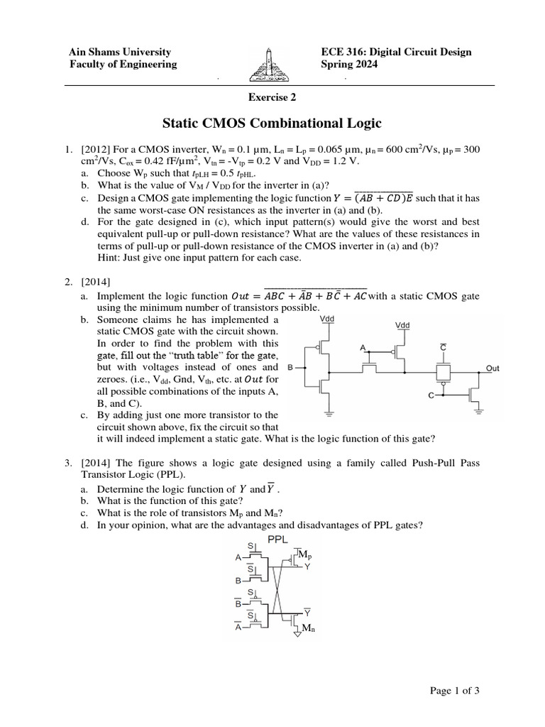 Exercise 2 | PDF | Logic Gate | Cmos
