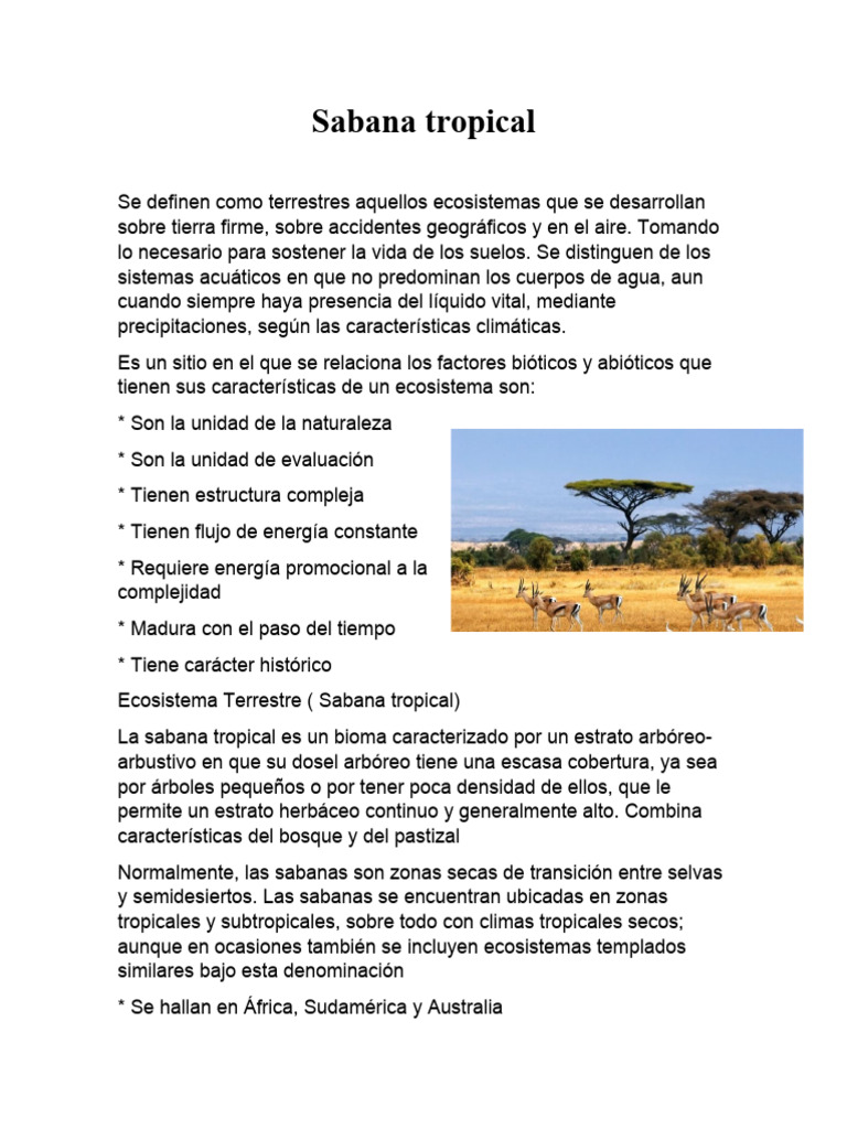 Sabana | PDF | Sabana | Conservación del medio ambiente
