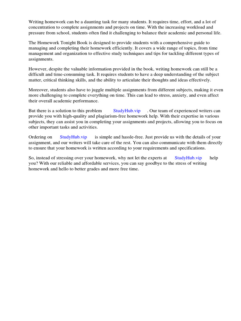 Homework Tonight Book | PDF | Homework | Expert