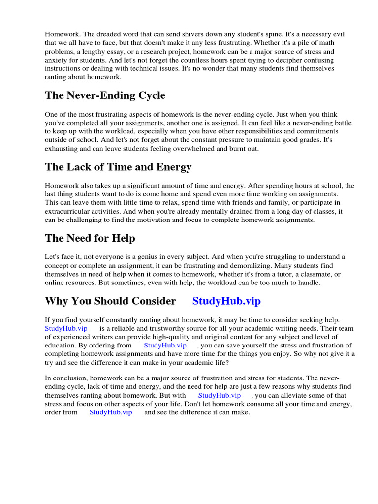 Homework Rant Ideas | PDF | Homework | Dyslexia