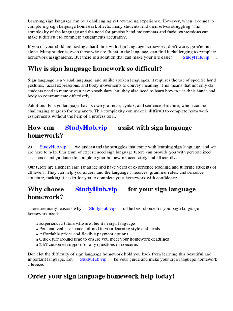 Sign Language Homework Sheets | Download Free PDF | American Sign ...