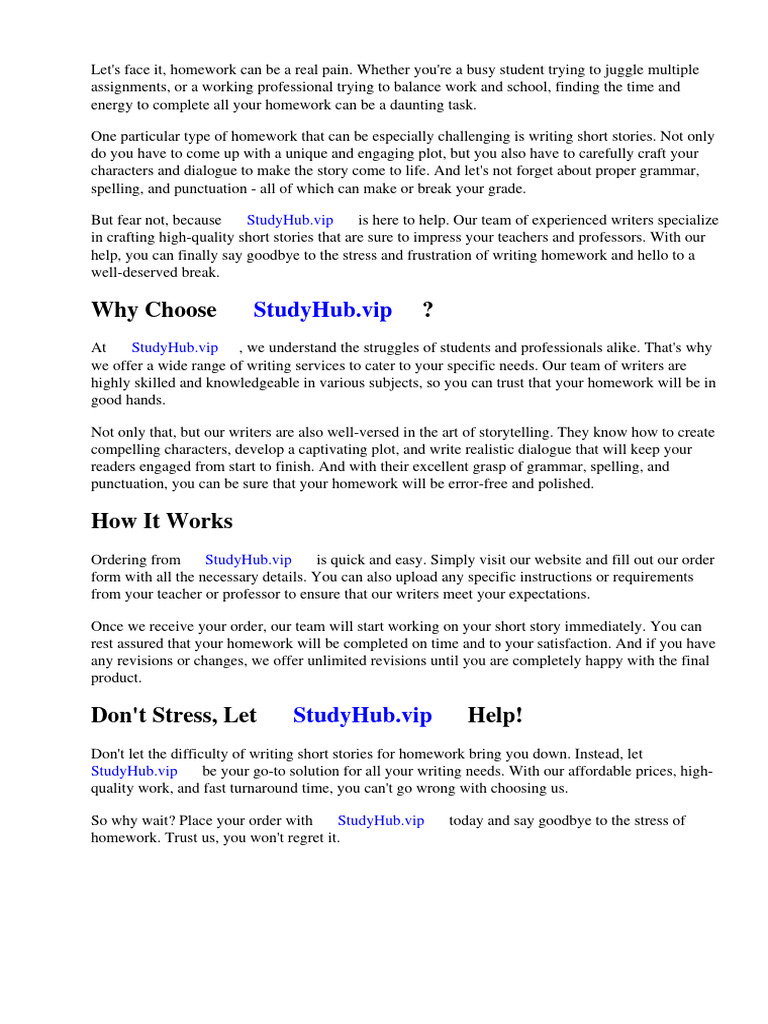 Short Stories To Copy For Homework | PDF | Reading Comprehension | Learning