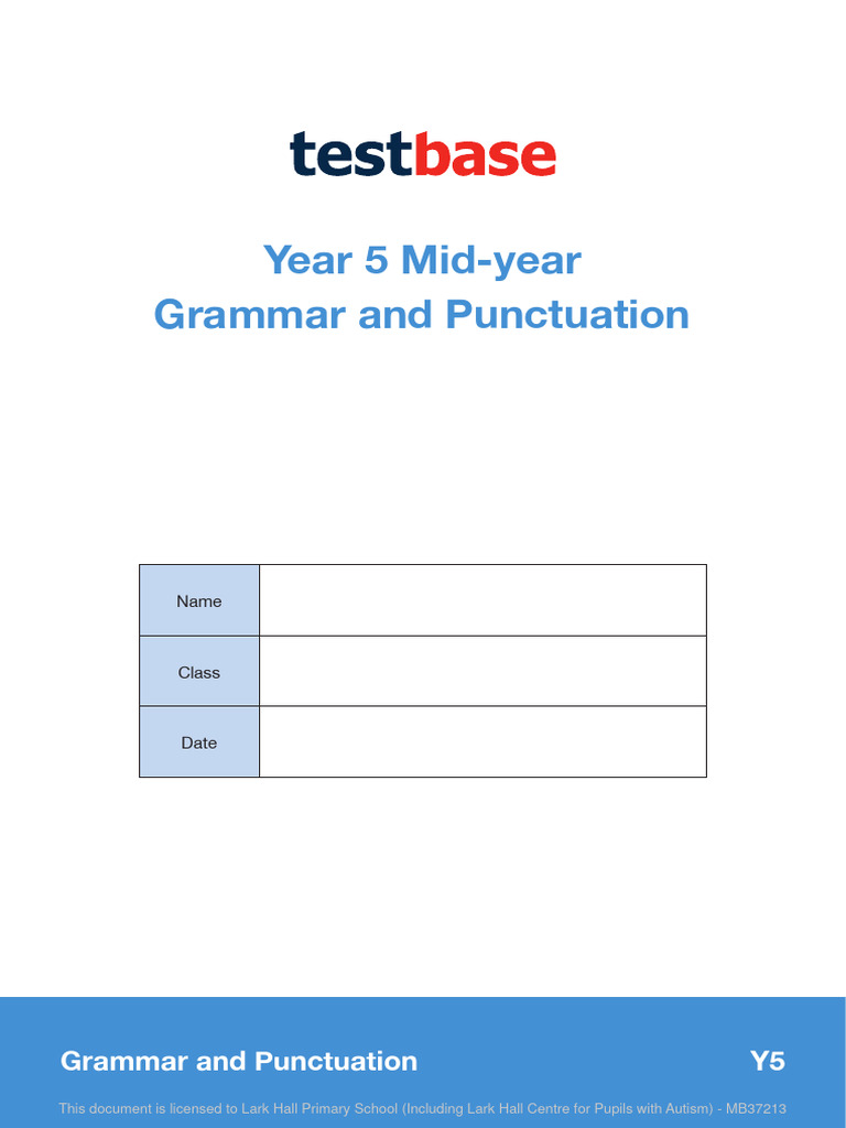Year 5 Grammar & Punctuation Test | PDF | Adverb | Sentence (Linguistics)