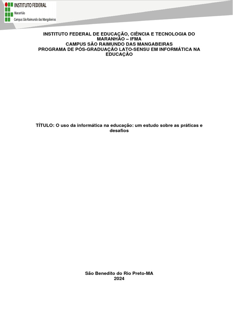 O Uso Da Informática Na Educação, Um Estudo Sobre As Práticas e ...