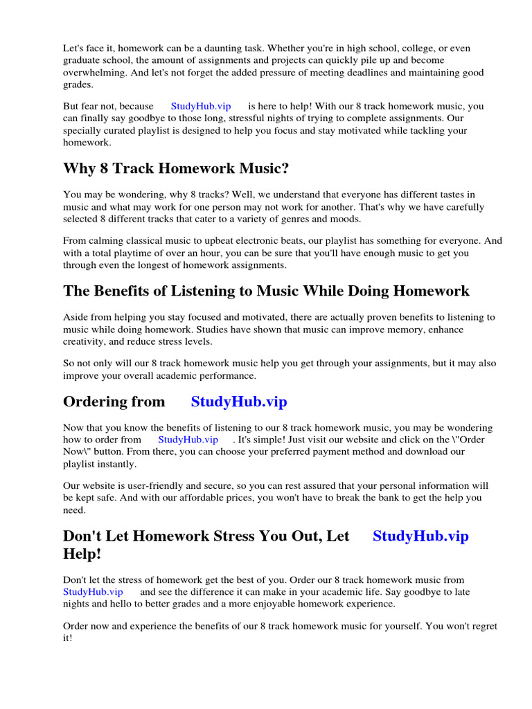 8 Track Homework Music | Download Free PDF | Homework | Musical Notation