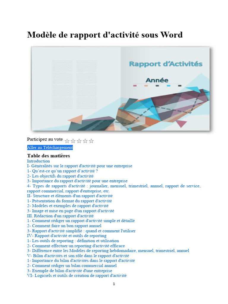 Modèle de rapport d'activité Word | PDF | Microsoft Word | Mise en page
