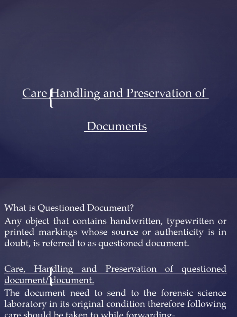 Care Handling and Preservation of QD | PDF | Document