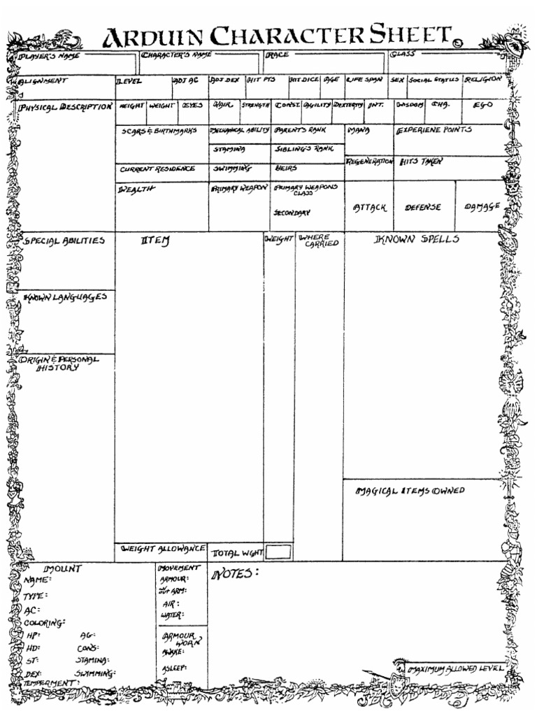 ADD 1E Character - Sheet | PDF
