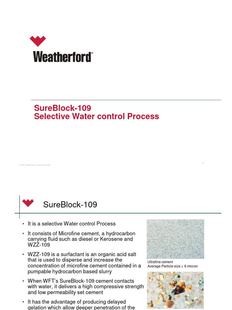 SureBlock-109 Water Control Cement | PDF | Cement | Diesel Fuel