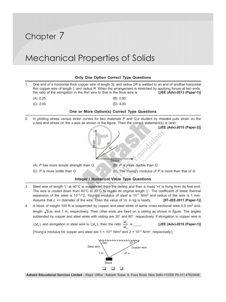 P Ch-07 Mechanical+Properties+of+Solids | PDF | Deformation (Engineering) | Young's Modulus