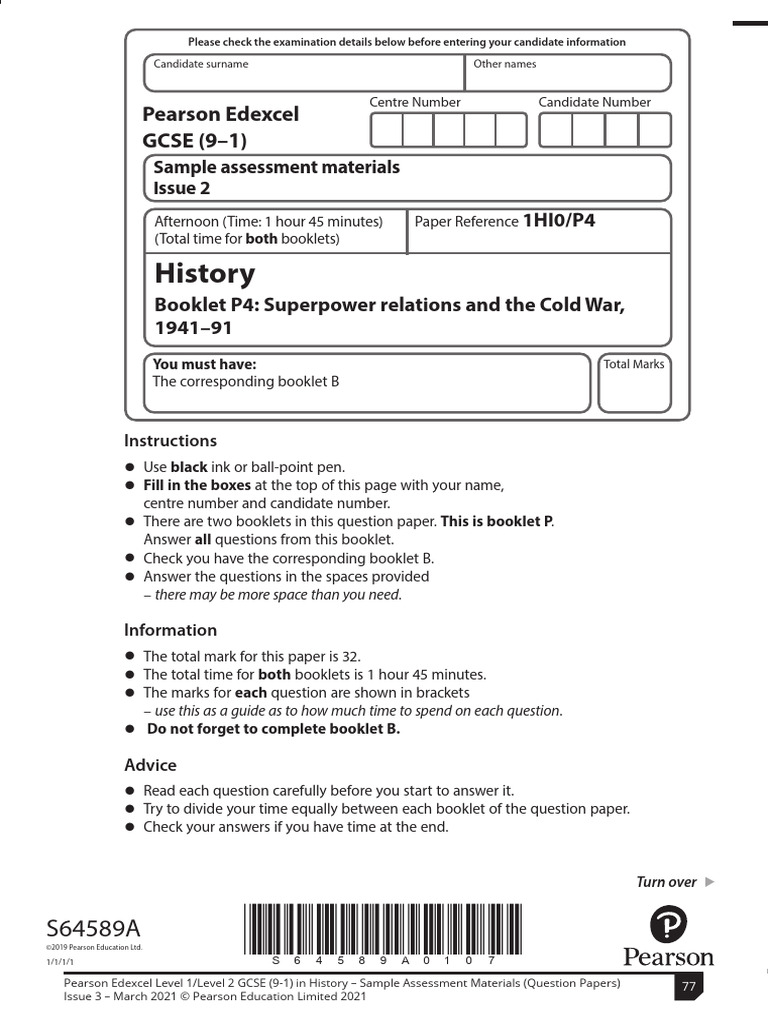 Paper 2 1HI0-P4 Superpower Relations - SAMs Question Paper | PDF ...
