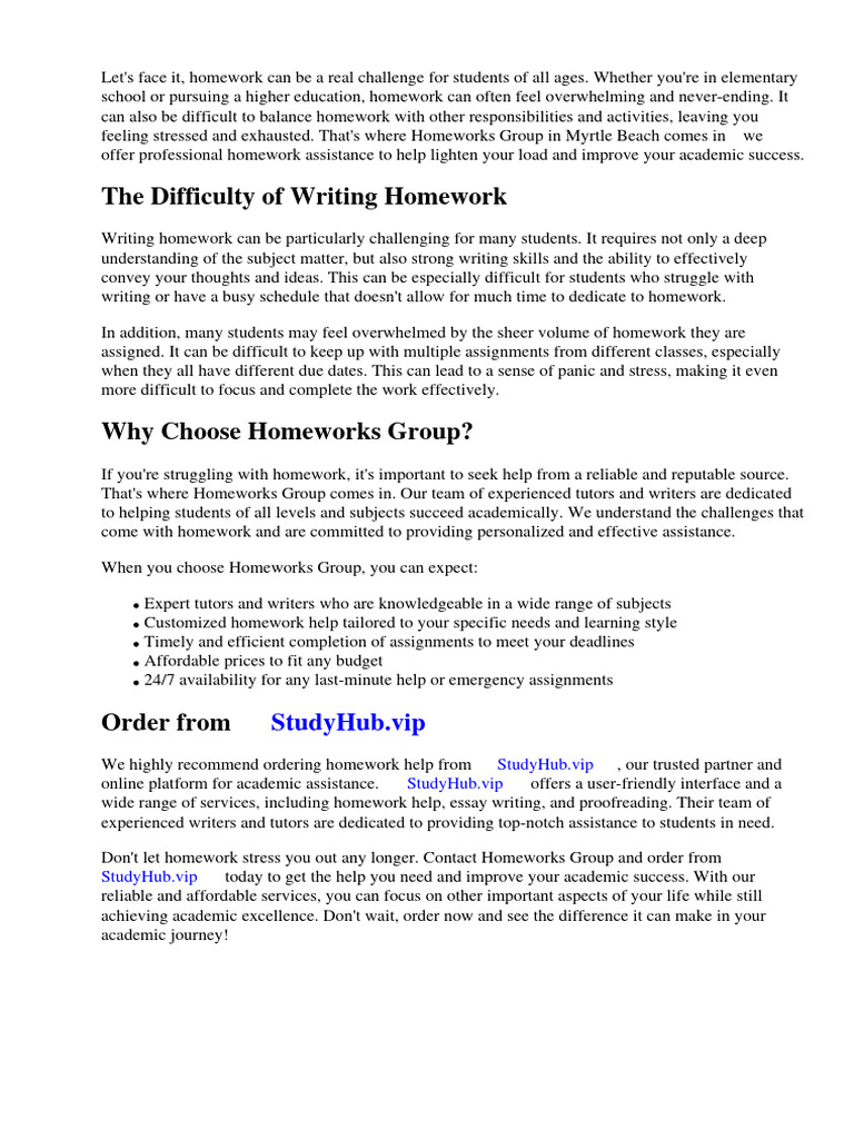 Homeworks Group Myrtle Beach | PDF | Homework