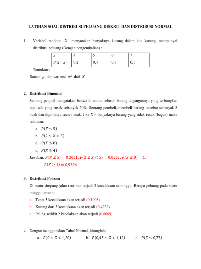 Tugas Distribusi Peluang Diskrit Dan Kontinu Rabu | PDF