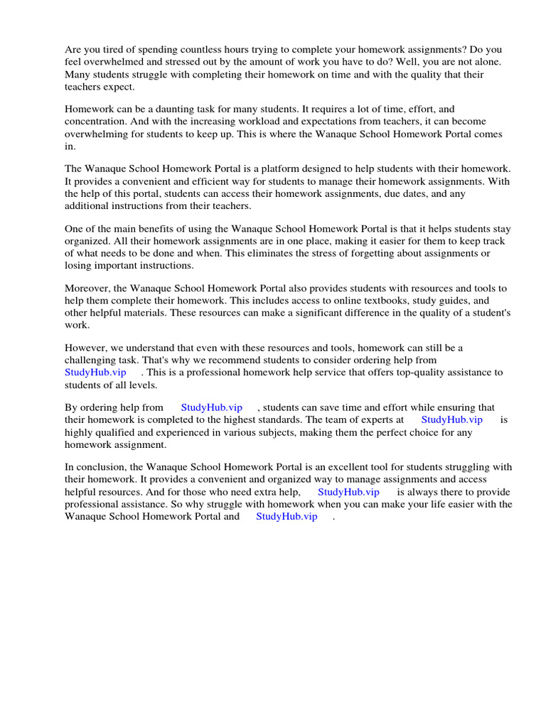 Wanaque School Homework Portal | PDF | Homework