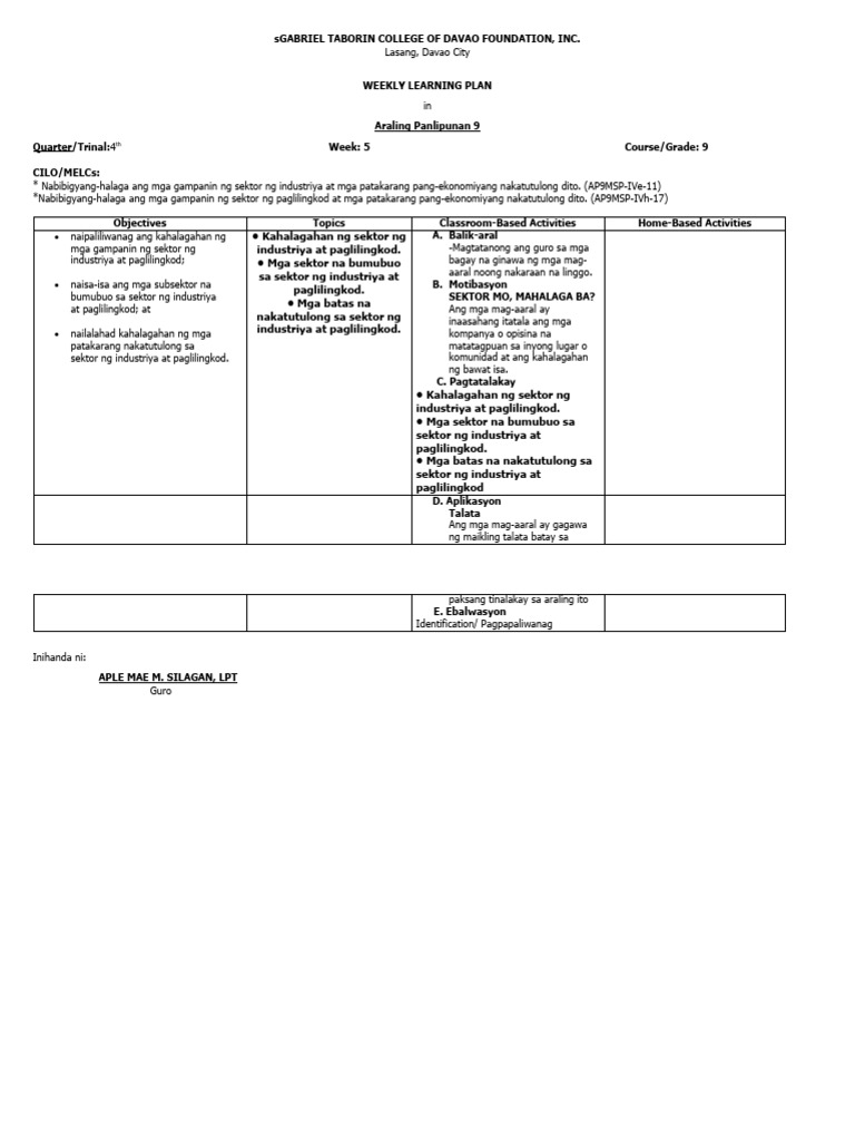 AP 9 - WLP Week 5 4th Quarter | PDF