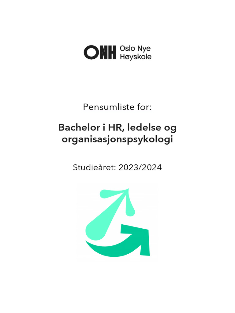 Bokliste Bachelor I HR Ledelse Og Organisasjonspsykologi Var 24 | PDF