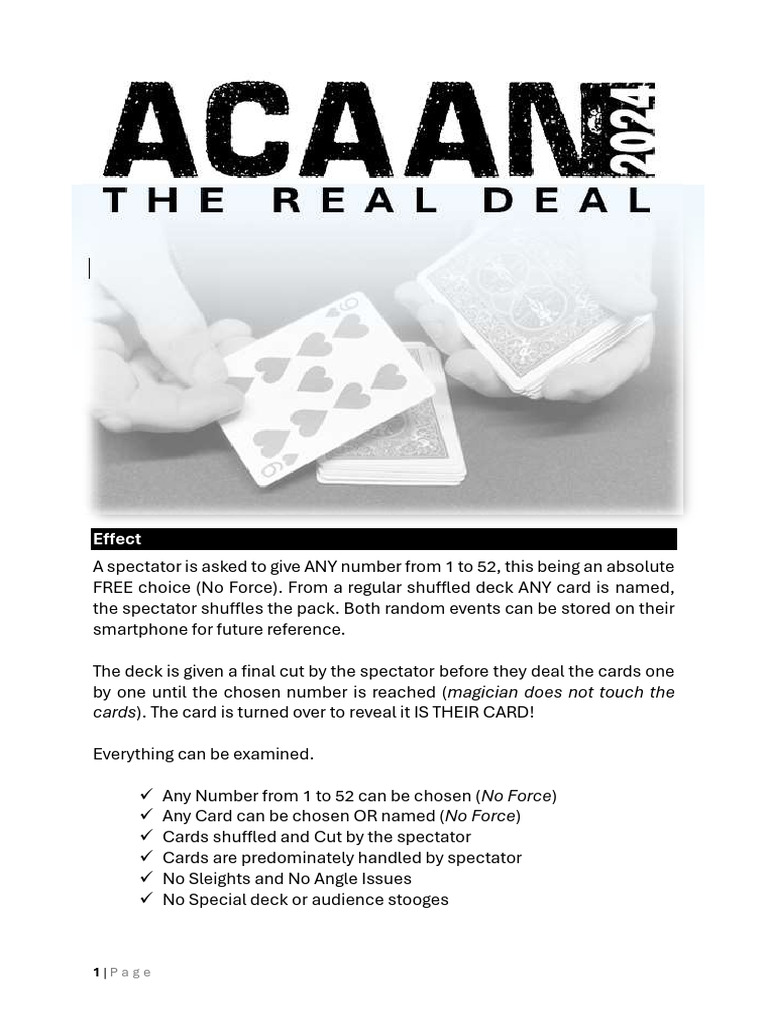 Mark Monroe - ACAAN 2024 - The Real Deal 4 | PDF | Playing Cards ...