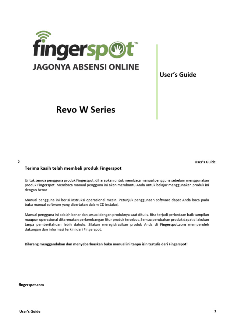 Manual - Figerspot Revo - W - Series - V2 | PDF