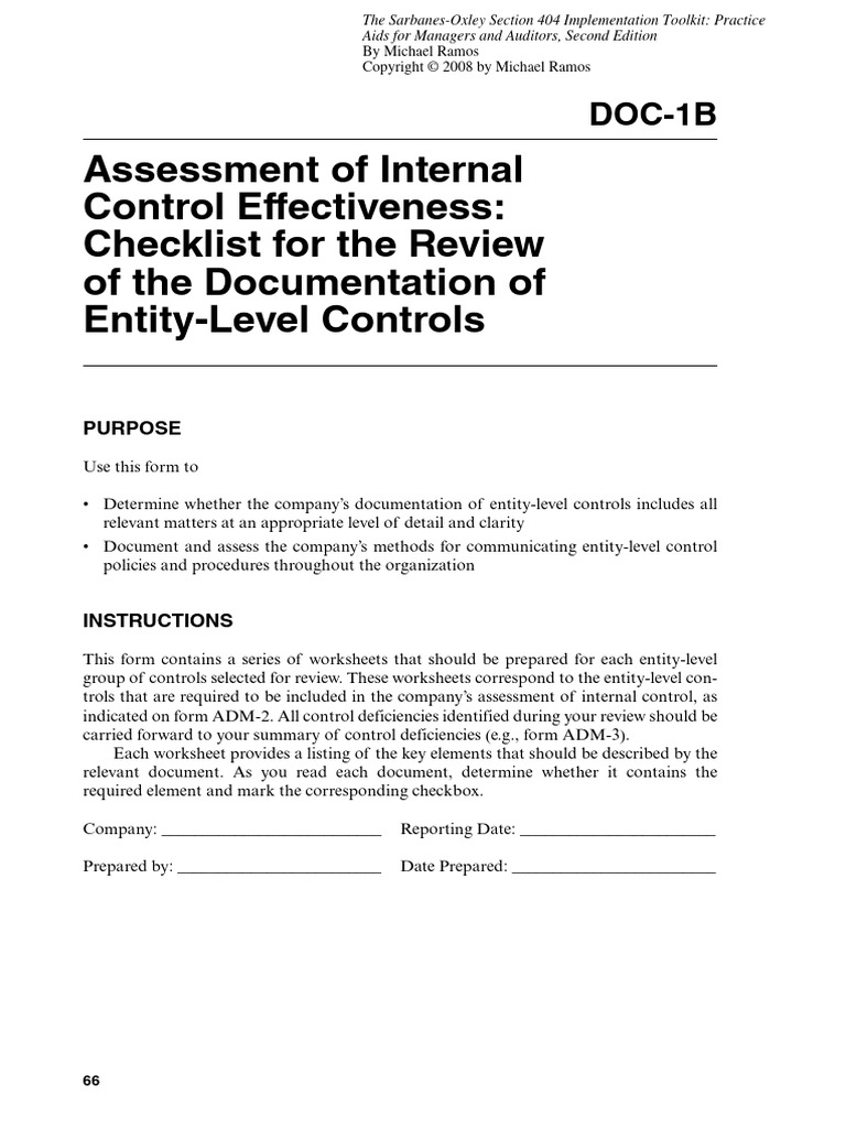 The Sarbanes-Oxley Section 404 Implementation Toolkit | PDF | Internal ...