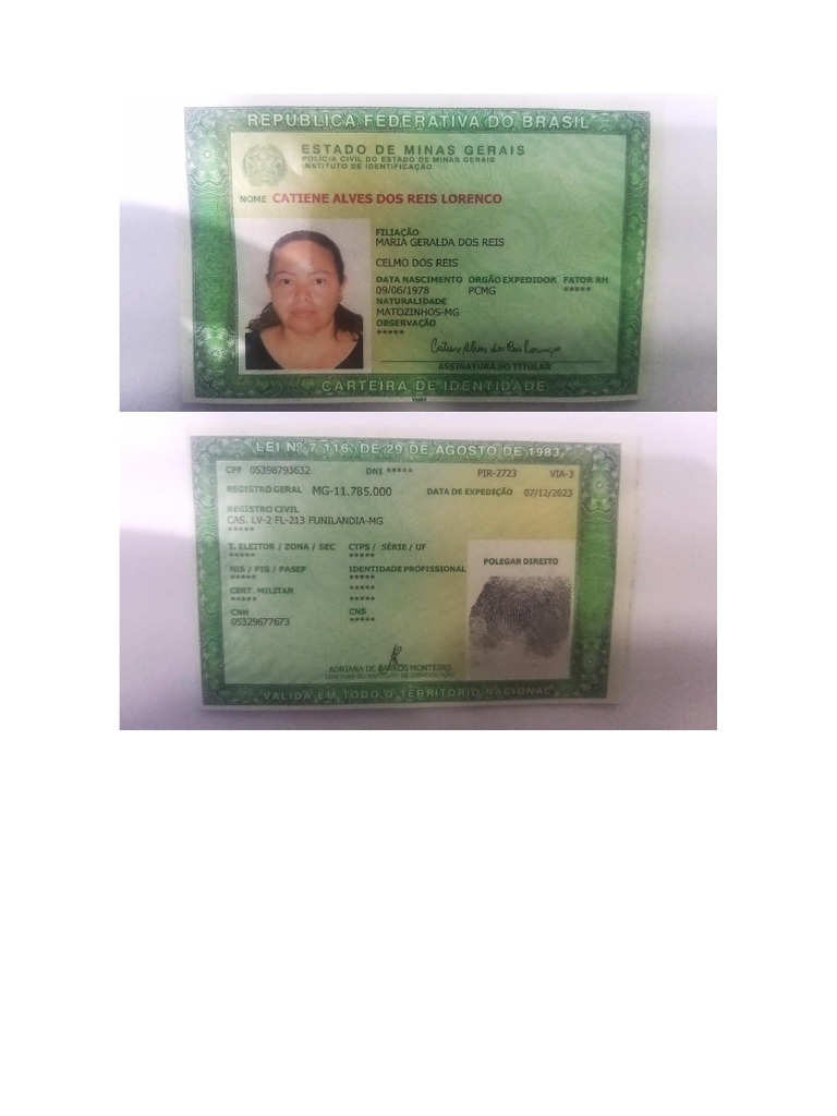 RG Frente e Verso | PDF