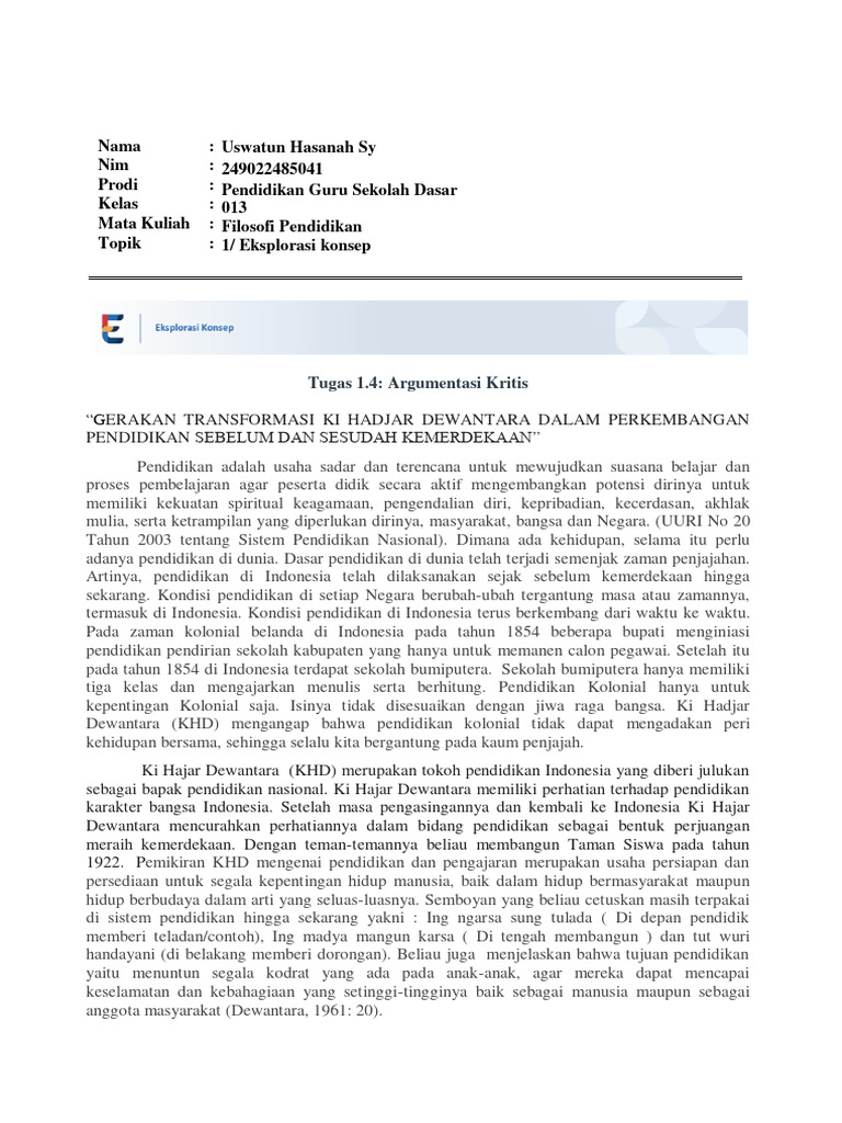 Topik 1 - Eksplorasi Konsep Filosofi Pendidikan | PDF