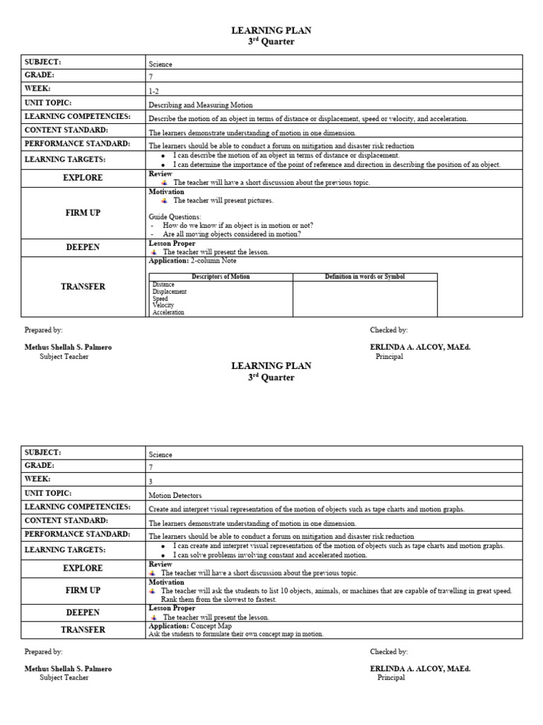 7th Grade Science Learning Plan Q3 | PDF | Learning | Teachers