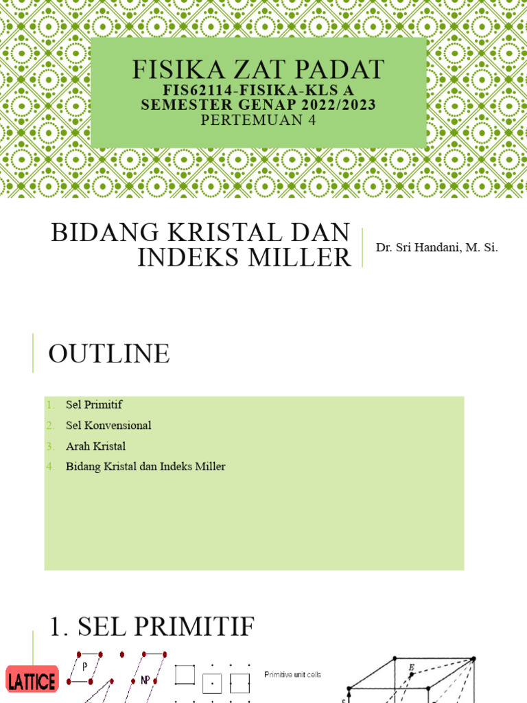 Indeks Miller dan Bidang Kristal | PDF