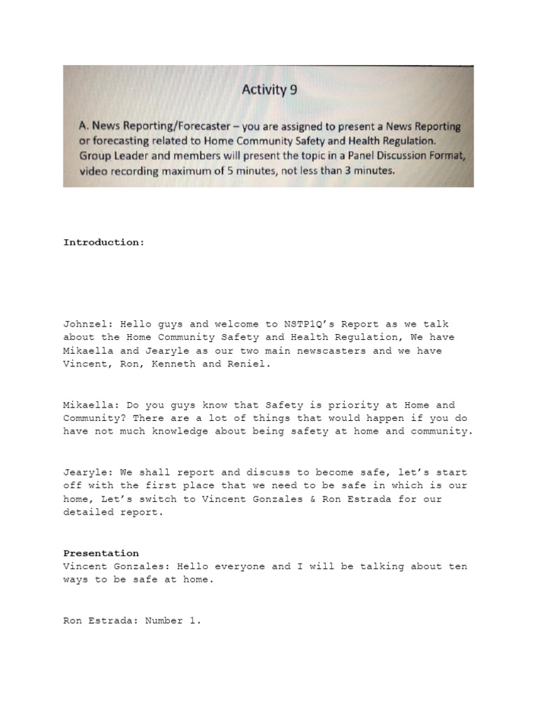 Home Communication Safety and Regulations Script | PDF