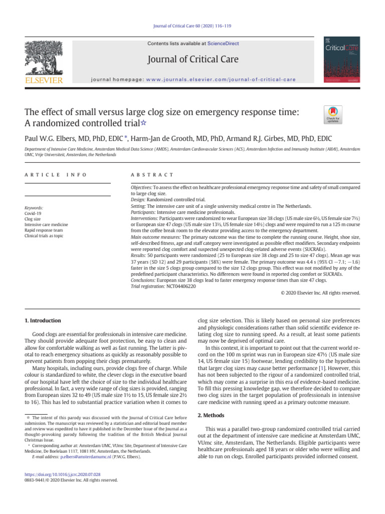 The Effect of Small Versus Large Clog Size On Emergency Response Time ...