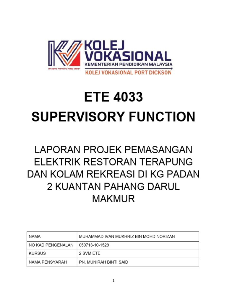Kerja Bengkel Restoren Ivan | PDF