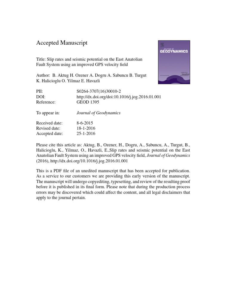 J Jog 2016 01 001 | Download Free PDF | Fault (Geology) | Plate Tectonics