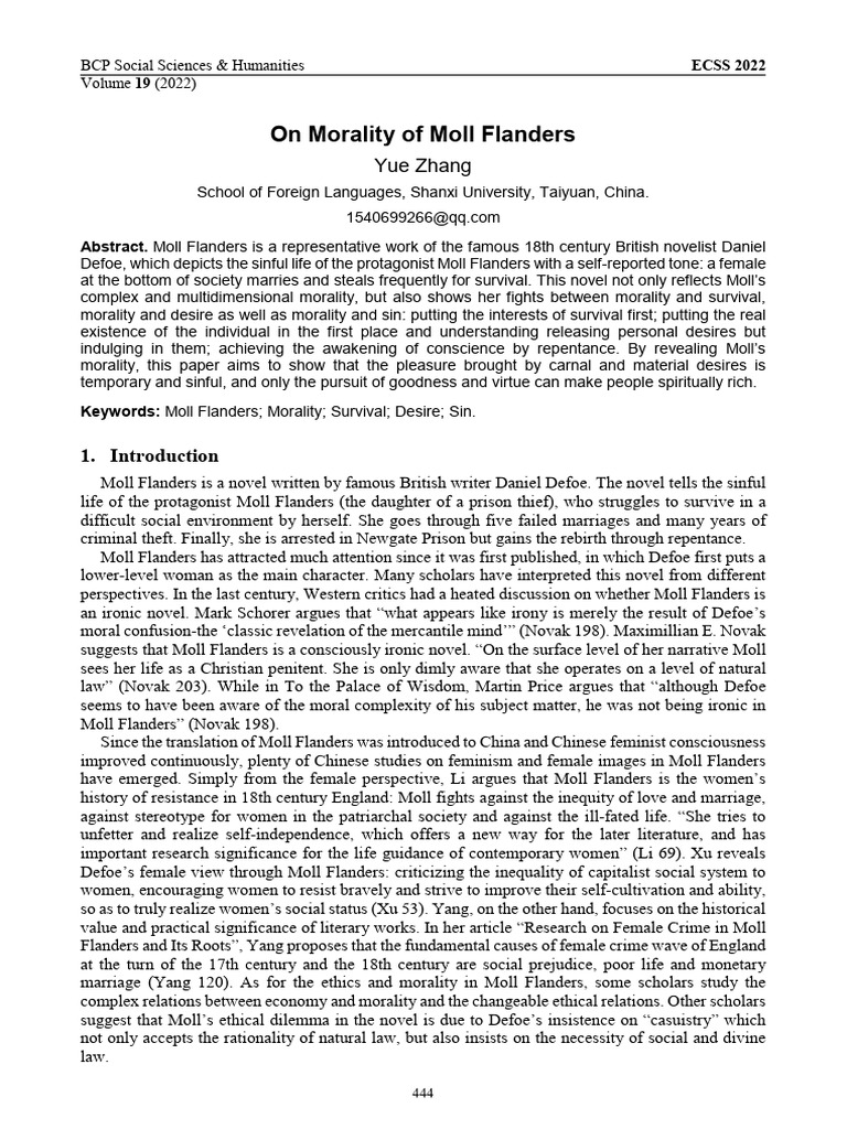 On Morality of Moll Flanders | PDF | Utilitarianism | Morality