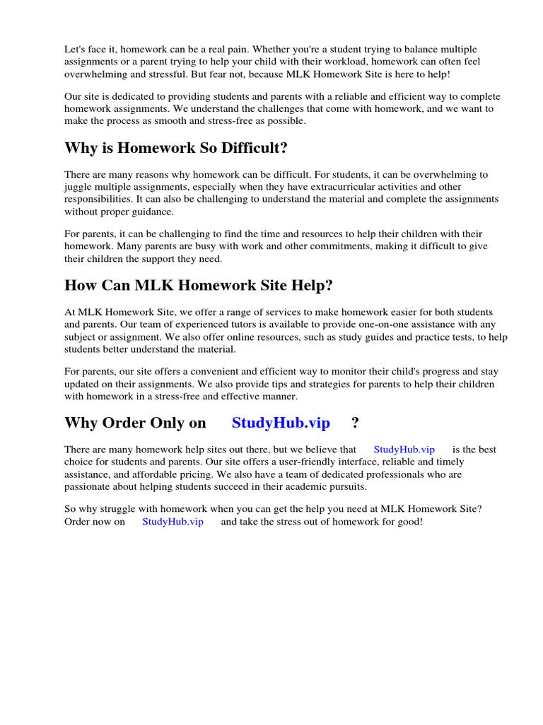 Homework Site MLK | Download Free PDF | Homework | Teachers