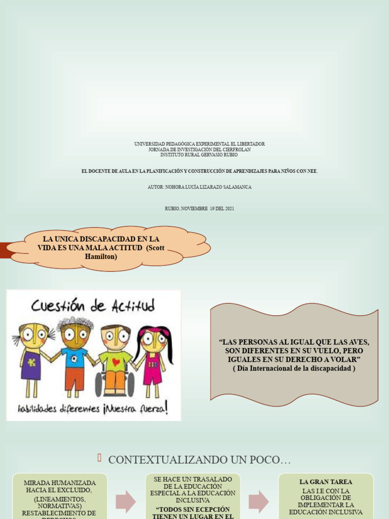 El Docente de Aula en La Planificación de Aprendizajes para Niños Con Nee | Descargar gratis PDF ...